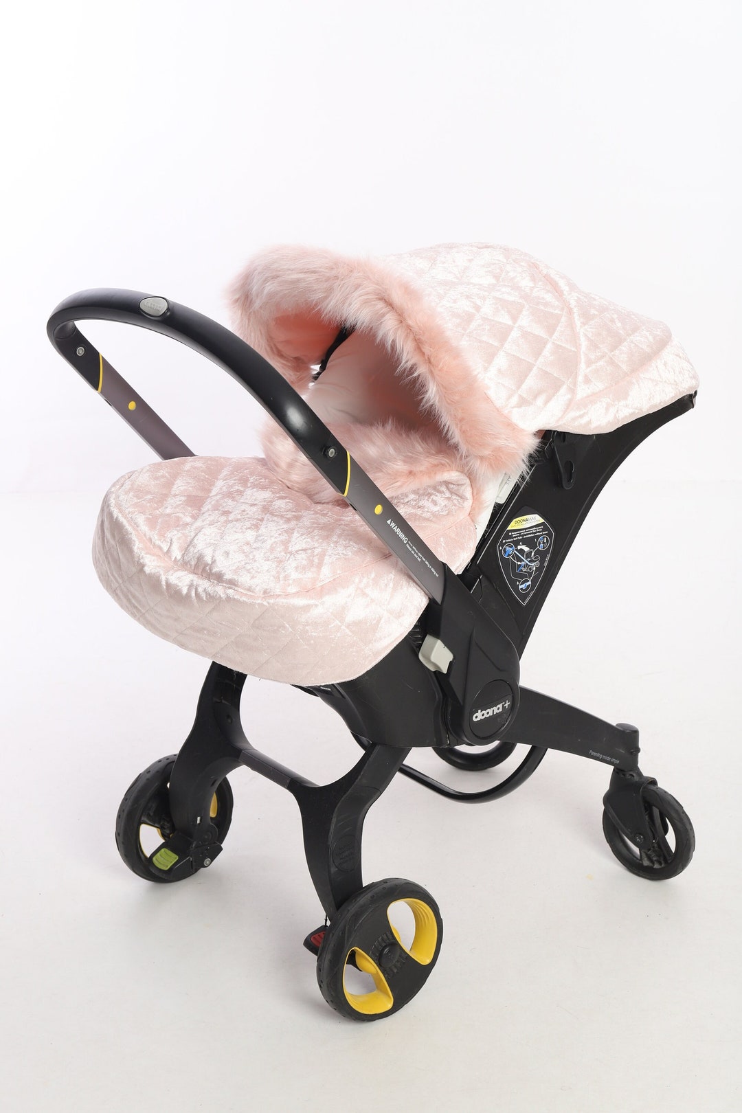 Pink Elegance: Fur Trim Pram Hood for Stroller, Pink Fur Stroller ...