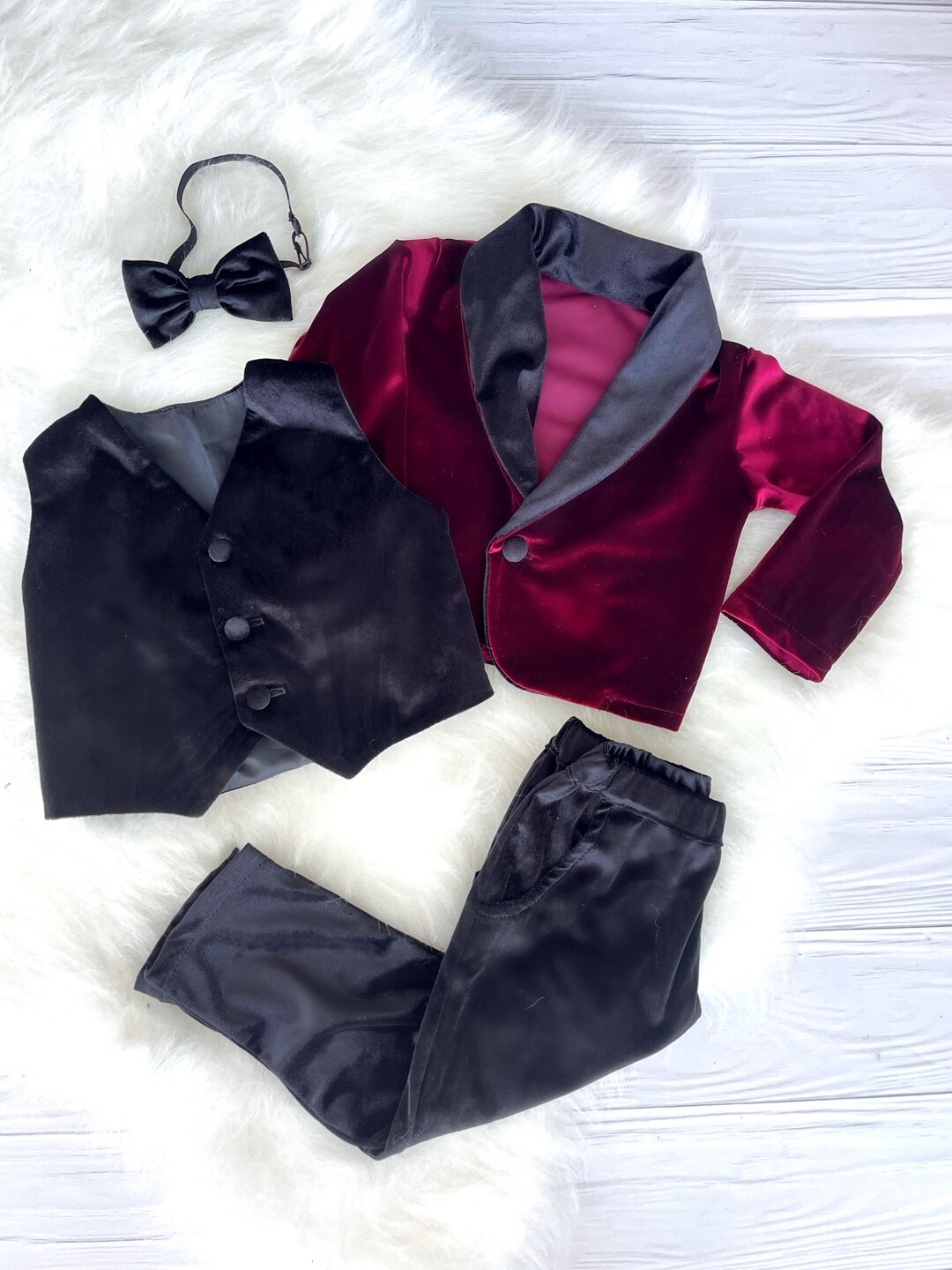 Baby Boy Suite Baby Boy Tuxedo Burgundy Velvet Tuxedo Jacket - Etsy