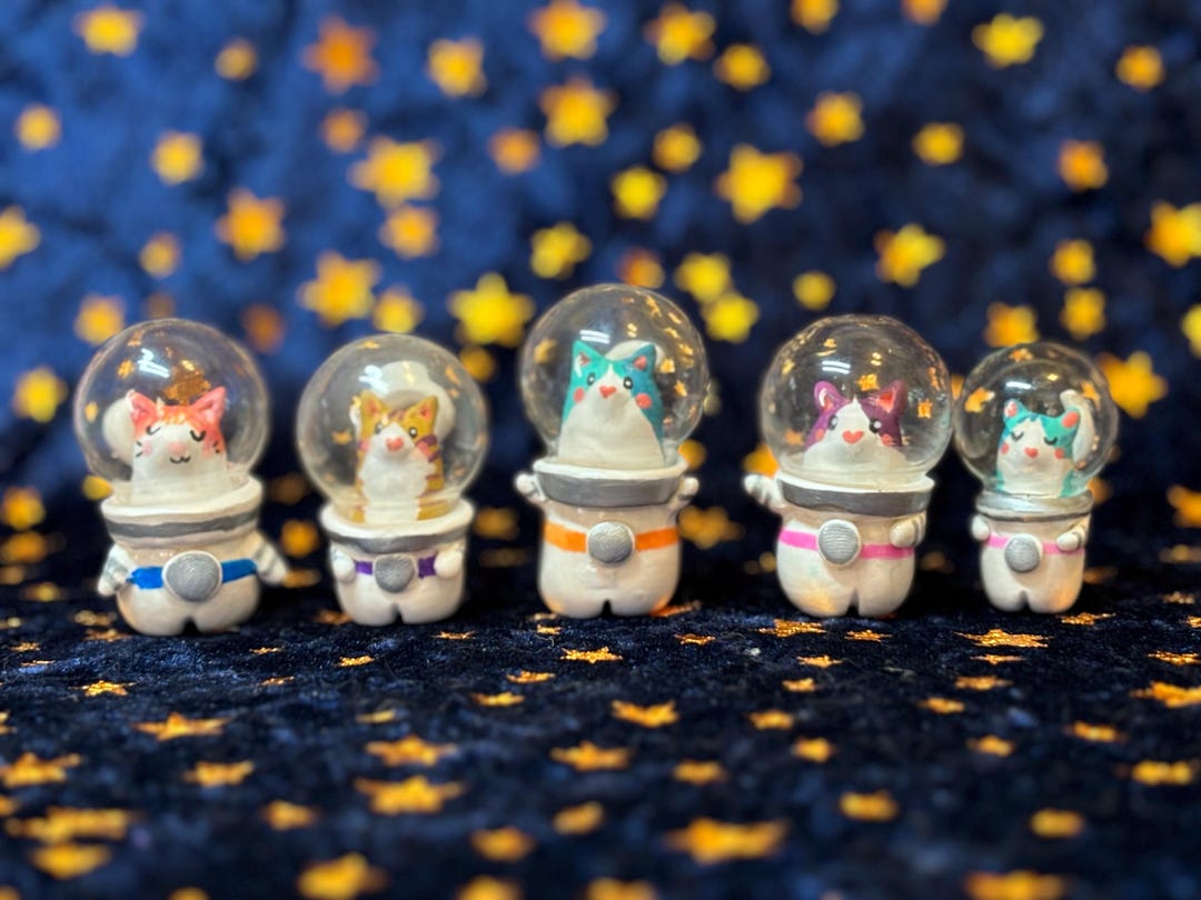 Astrocats - Astronaut Polymer Clay Cat Figurines Desktop Buddy - Etsy