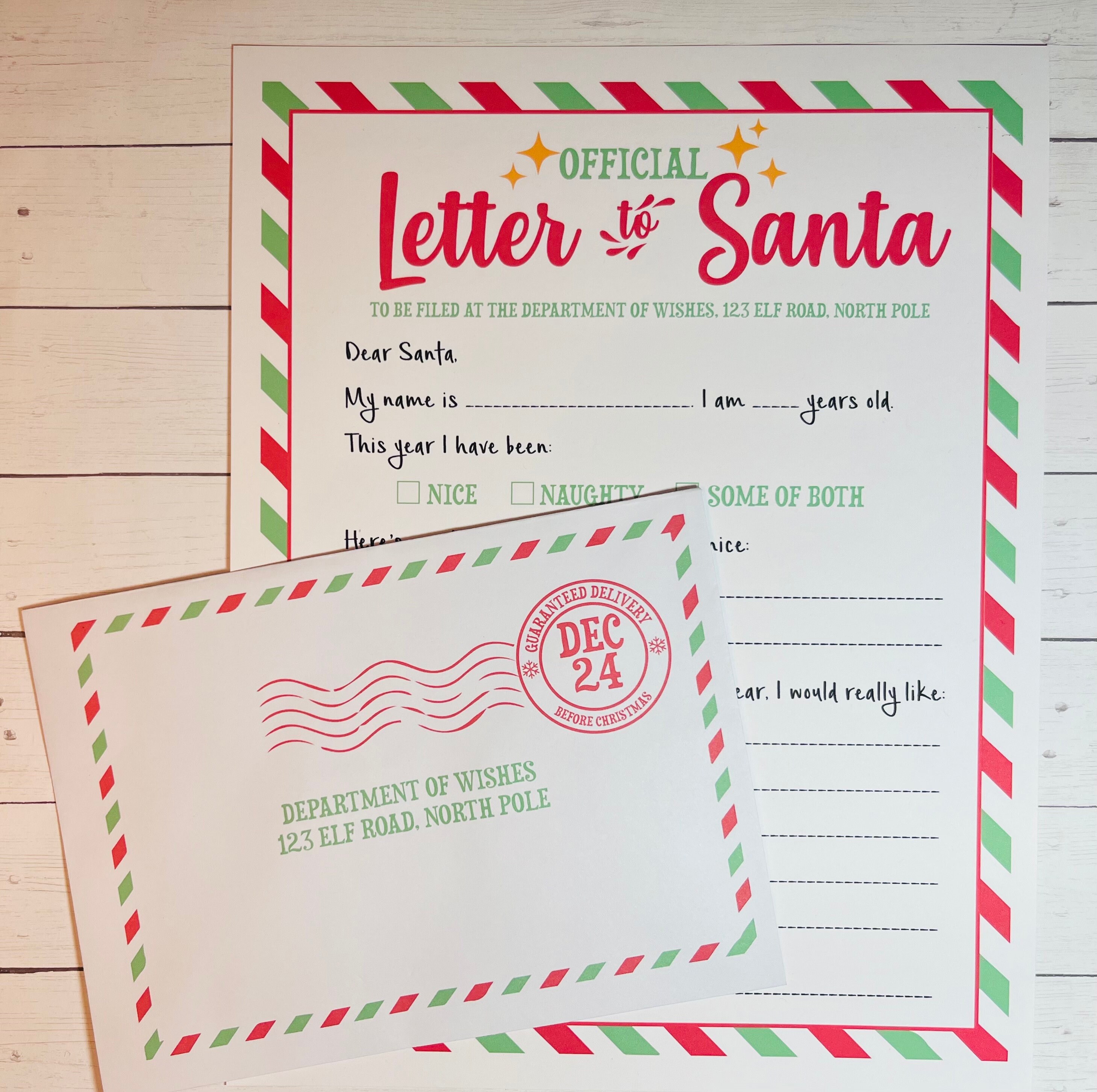 Santa Stationary Letters to and From Santa and Nice List Certificate - Etsy
