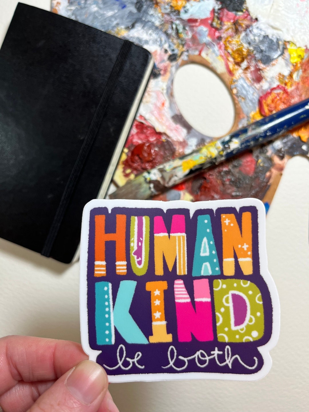 Human Kindness Sticker Eco-friendly Vinyl Sticker 2.73x3 Inches Water ...
