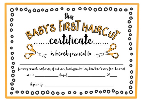 My First Haircut Certificate Template Printable My First Haircut