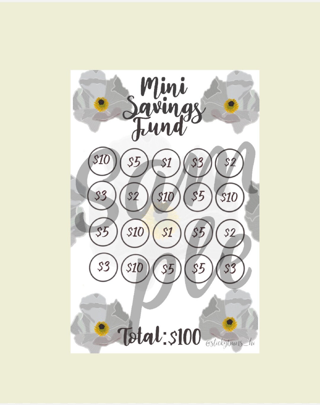 Saving Tracker Printable / A6 Standard Size ( Pua Kala Flower ) - Etsy