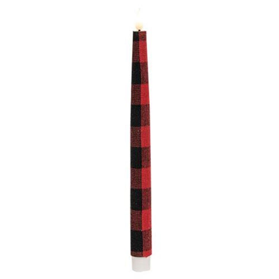 Lodge Buffalo Plaid Black and Red 10.5 Timer LED Taper Candle - Etsy