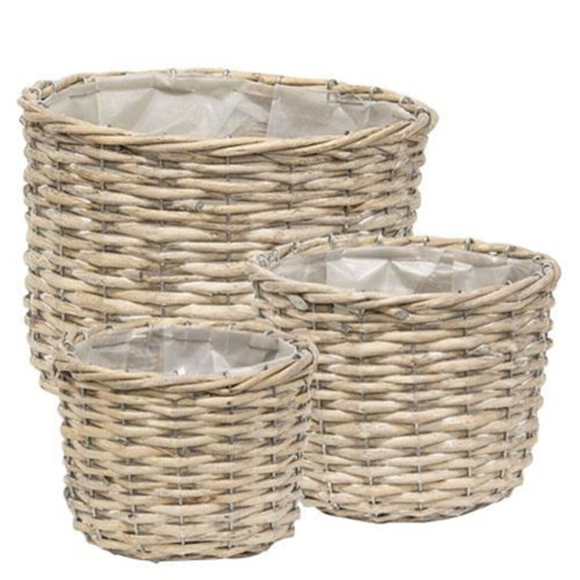 Set of 3 Graywashed Willow Planter Baskets - Etsy