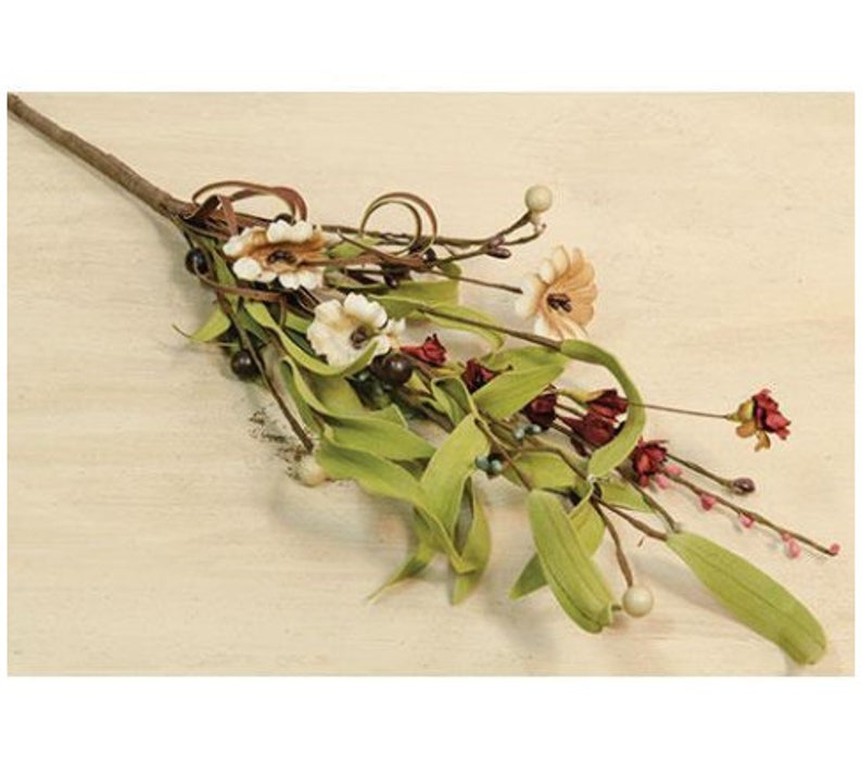 Teastain Country Flower & Berries Faux Pick - Etsy