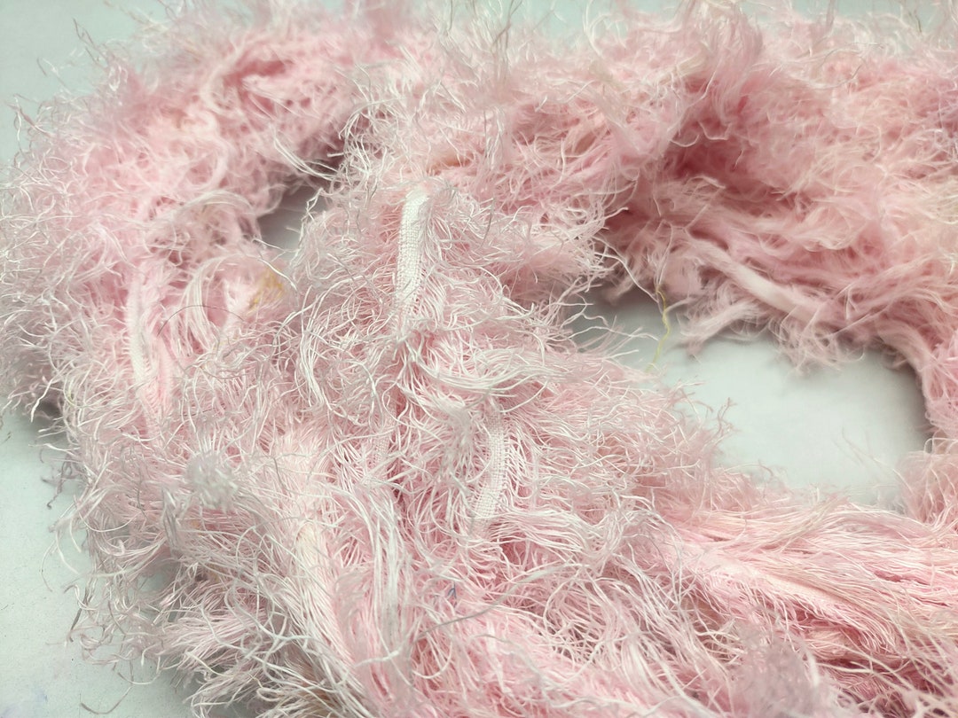Baby Pink Recycled Linen Frizz Ribbon: Hand-dyed Weaving Yarn - Etsy