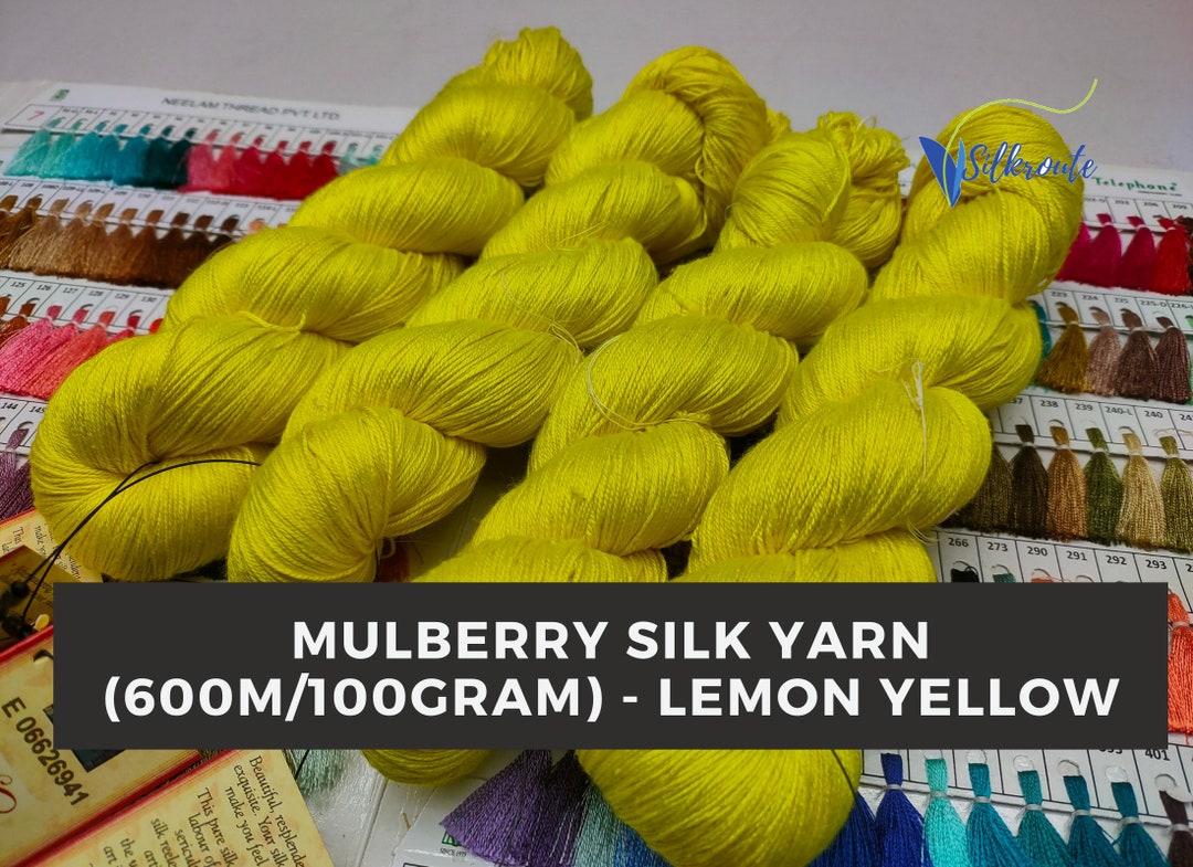 Mulberry Silk Yarn - 600M/100 Gram Lemon Yellow | Mulberry Silk Yarn ...