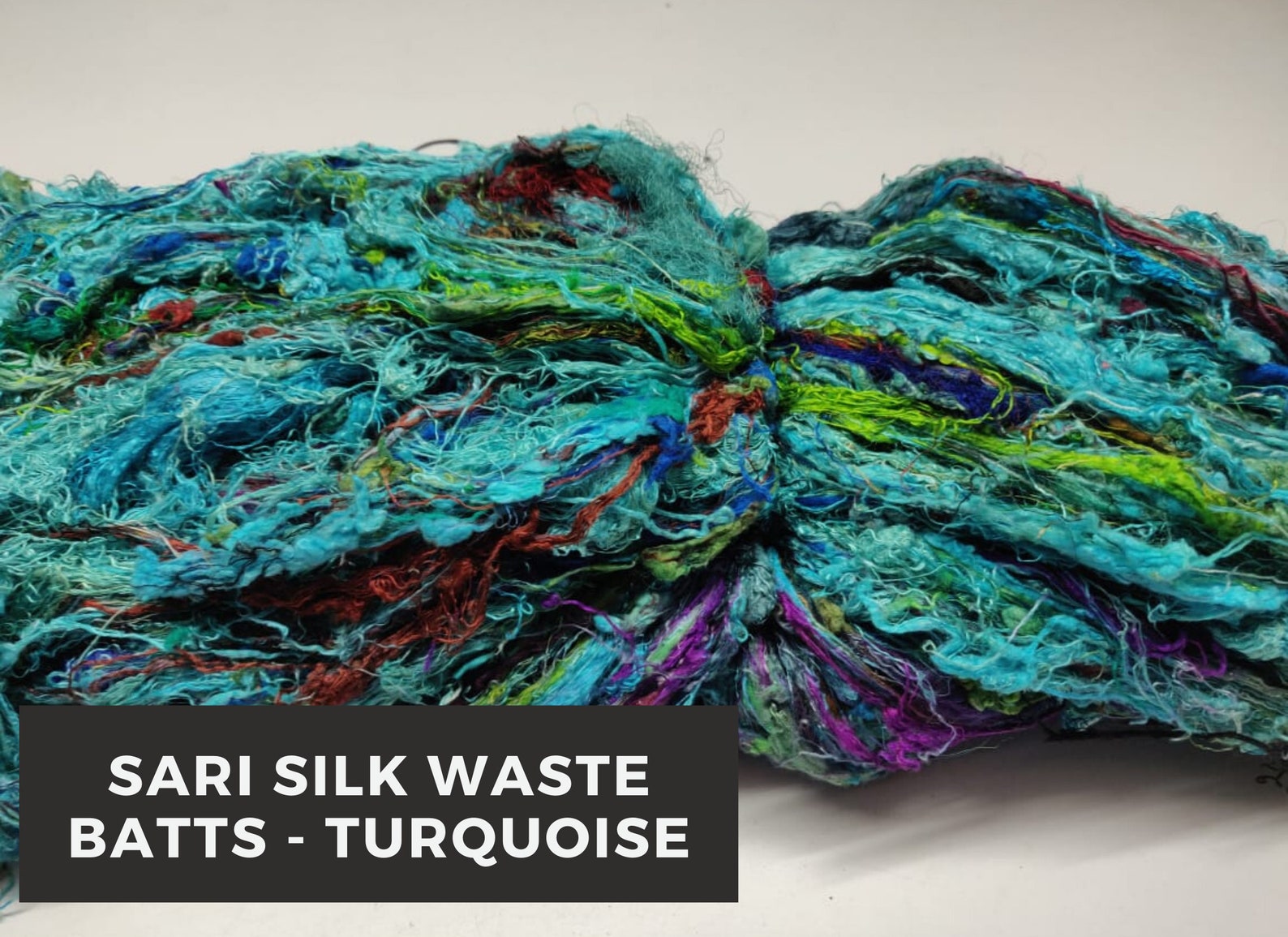 Turquoise Sari Silk Waste Batts: Recycled Fiber for Spinning & Felting ...