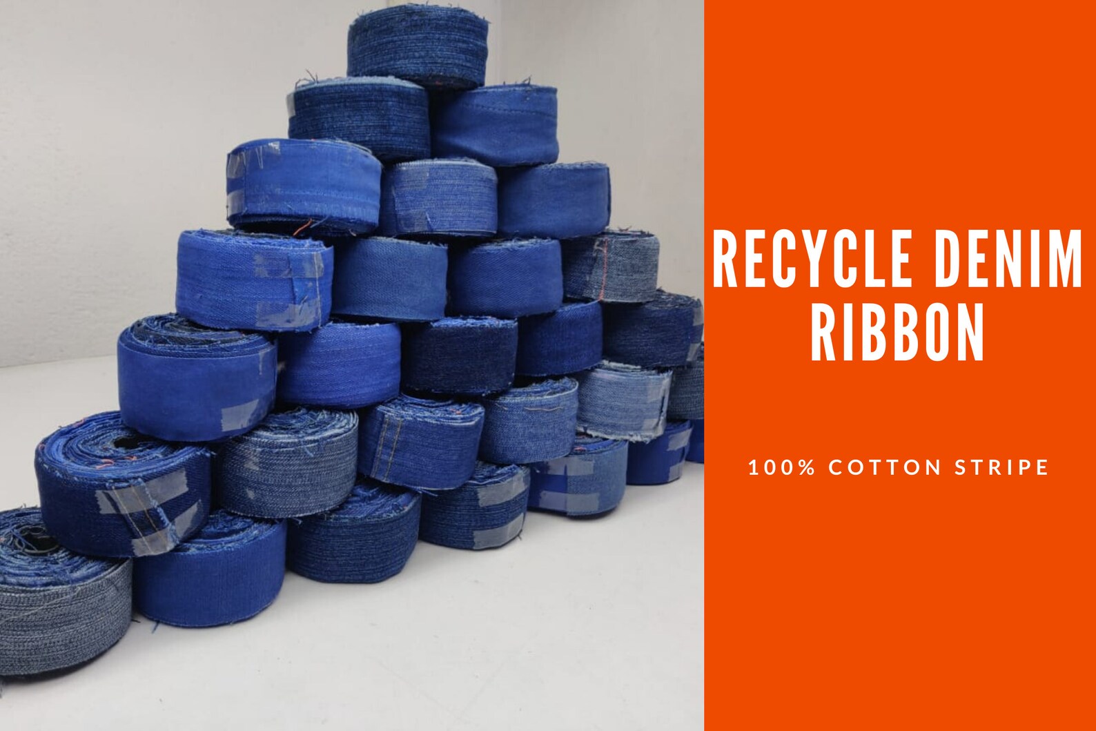 Recycled Cotton Ribbon Denim Ribbon Recycled Denim Ribbon - Etsy