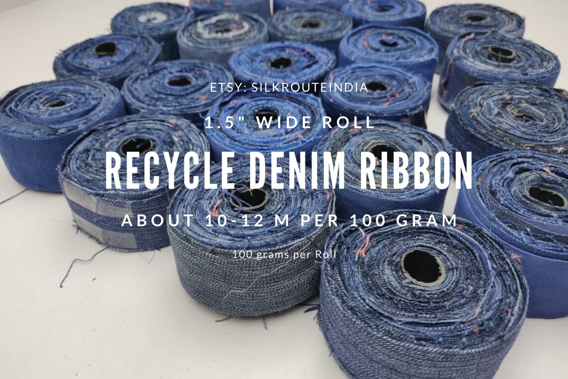 Recycled Cotton Ribbon Denim Ribbon Recycled Denim Ribbon | Etsy