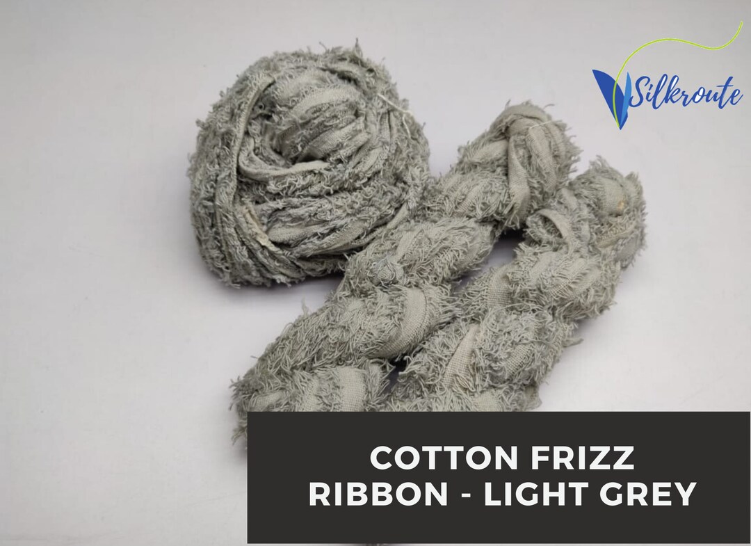 Recycled Cotton Frizz Ribbon - Light Grey, Cotton Frizz Ribbon ...