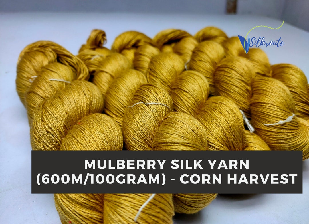 Mulberry Silk Yarn - 600M/100 Gram Corn Harvest, Mulberry Yarn ...