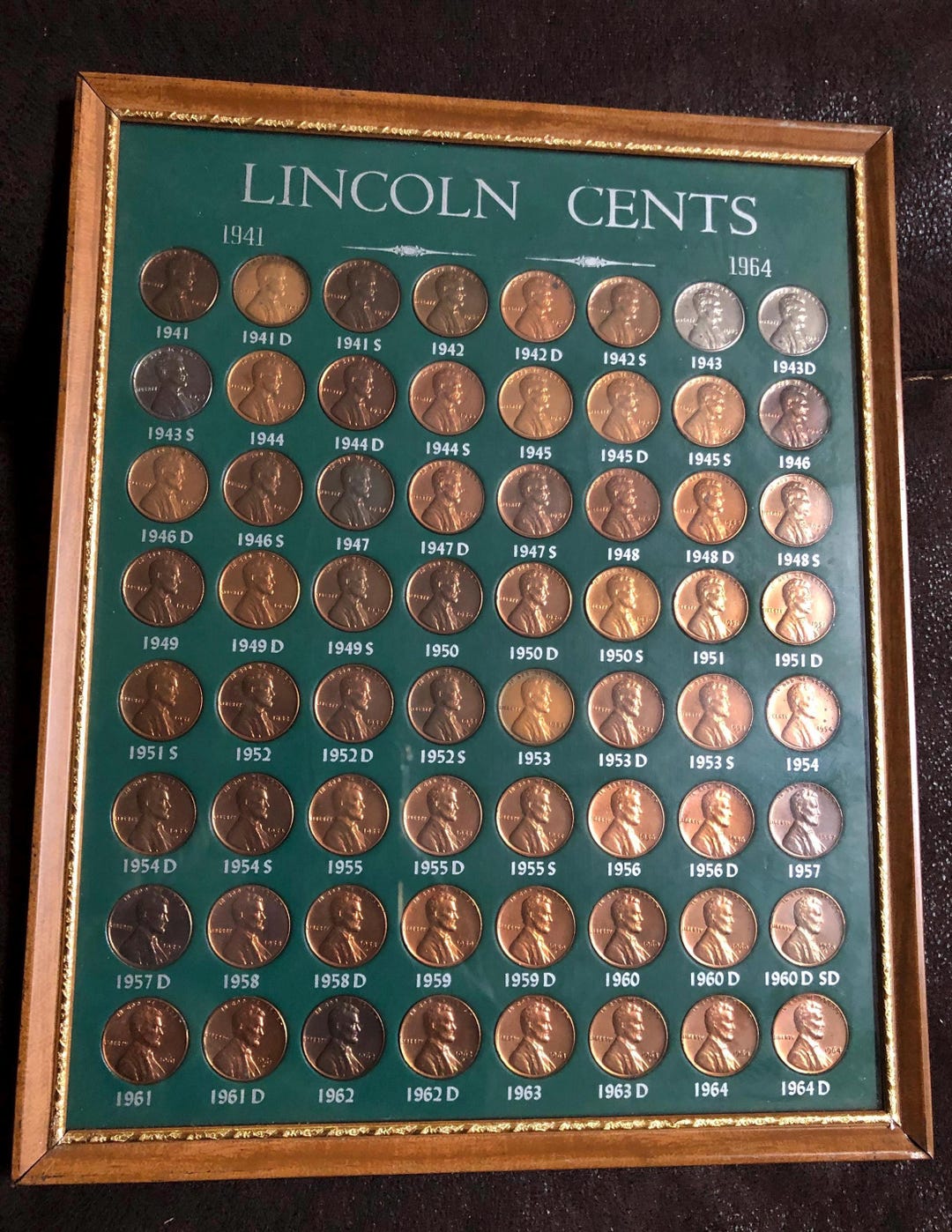 1941-1964 Lincoln Wheat Cents Complete Collection 64 Coins-framed - Etsy