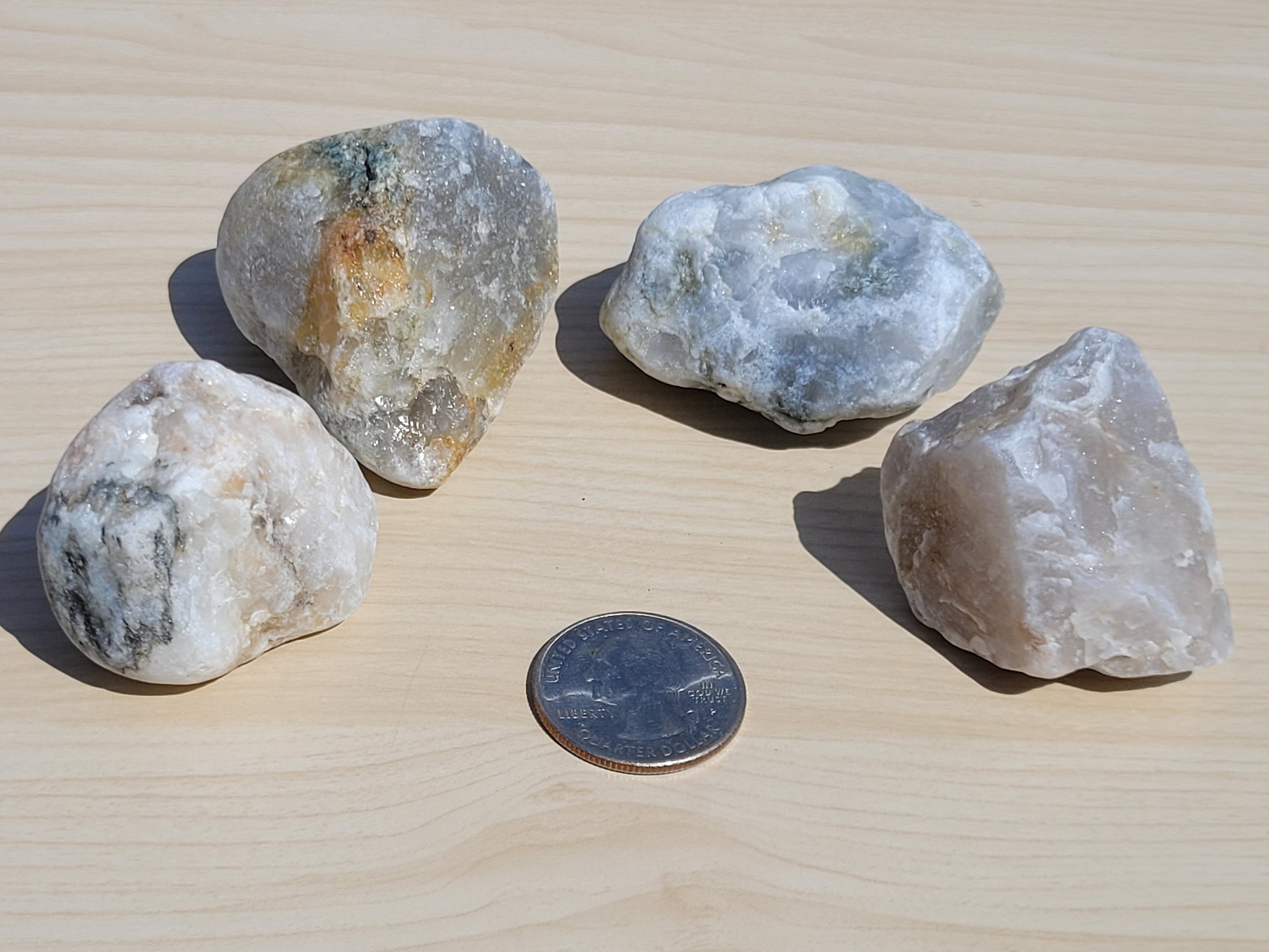 Sparkly Beach Quartz Rocks, Lot of 4 Unique Stones. Surf Tumbled ...