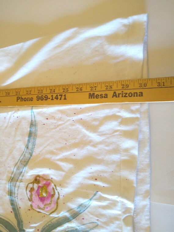 80s 90s Wetpaint Floral Handpainted Vintage White T S… - Gem