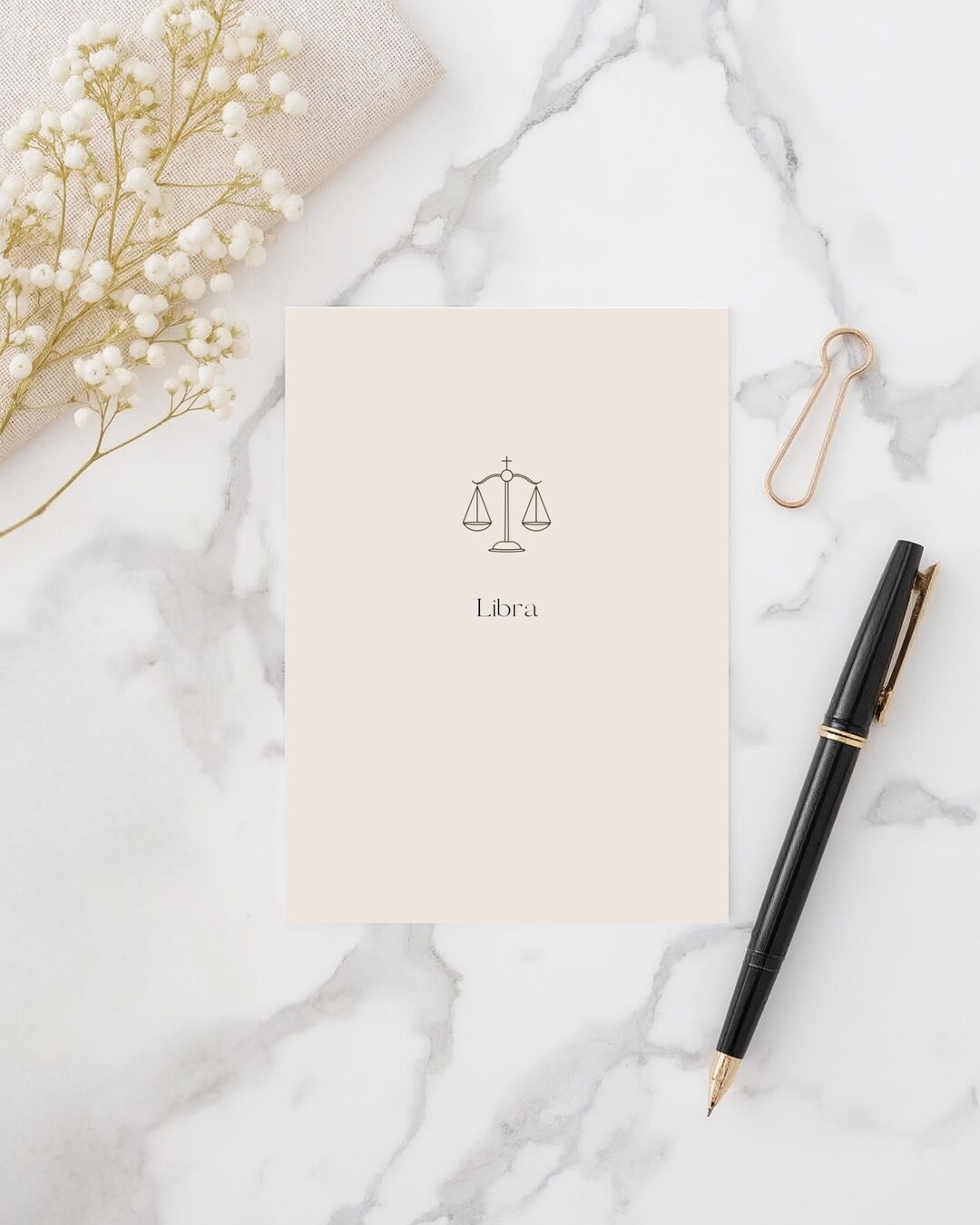 Libra Zodiac Postcard, Minimalist Scales Line Art (4x6 Inch, Neutral ...