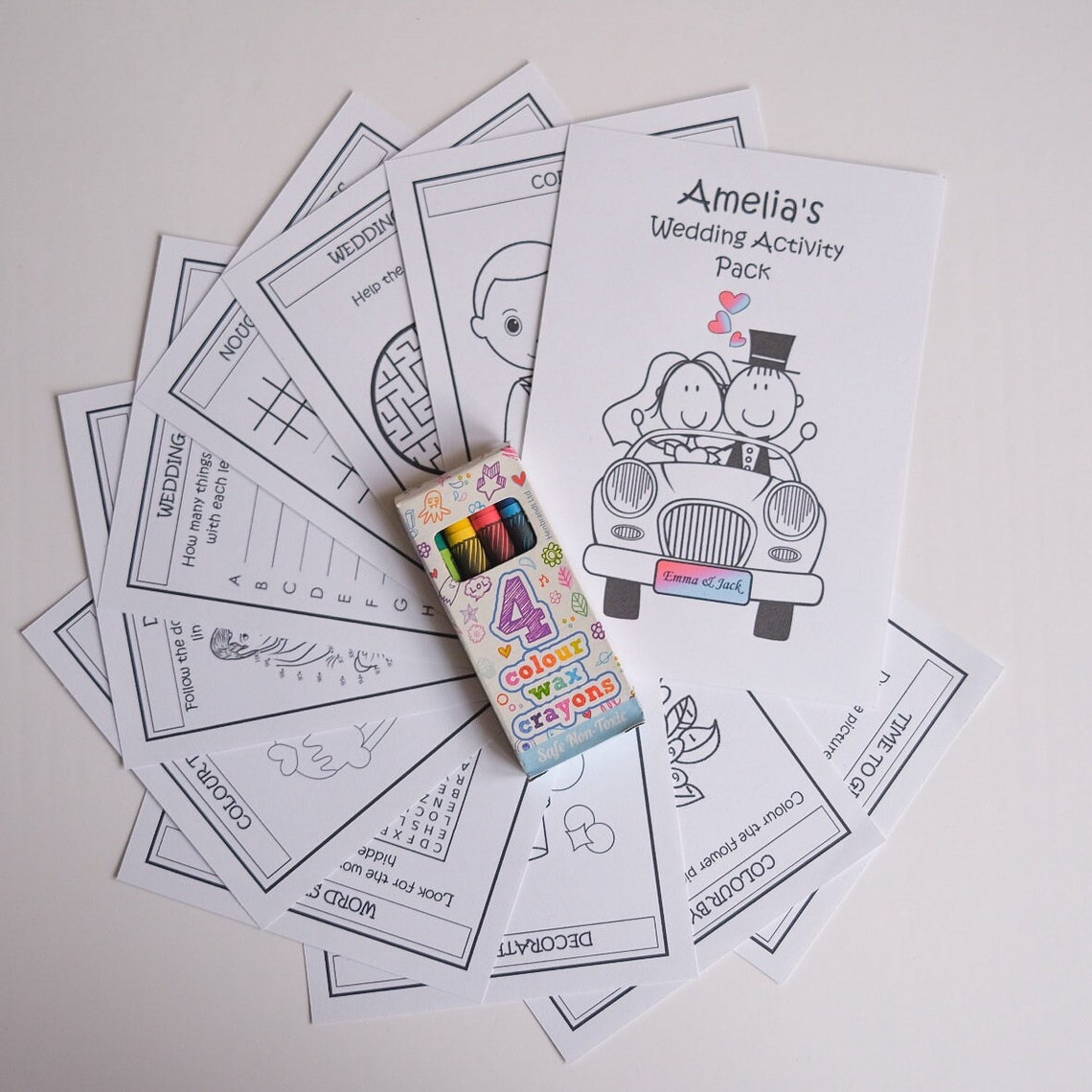 Personalized Wedding Activity Pack - Fun A6 Cards - Perfect Kids' Favor ...