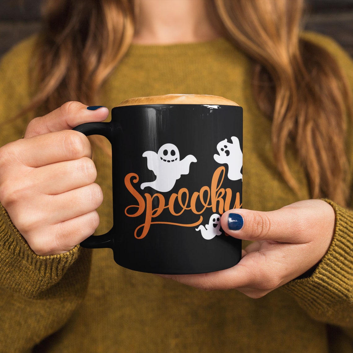 Spooky Ghost Black Mug Spooky Mug Ghost Mug Funny | Etsy