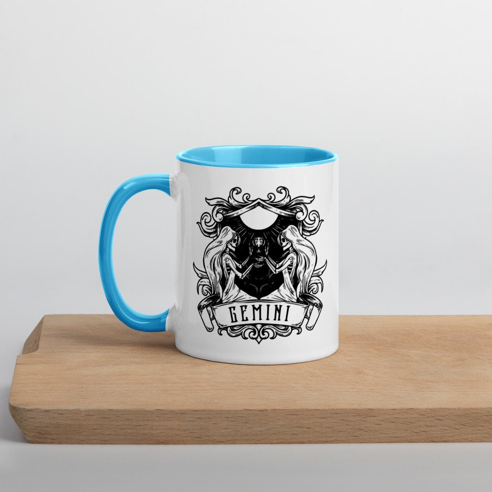 Gemini Zodiac Accent Handle Mug Gemini Skull Mug Gemini - Etsy