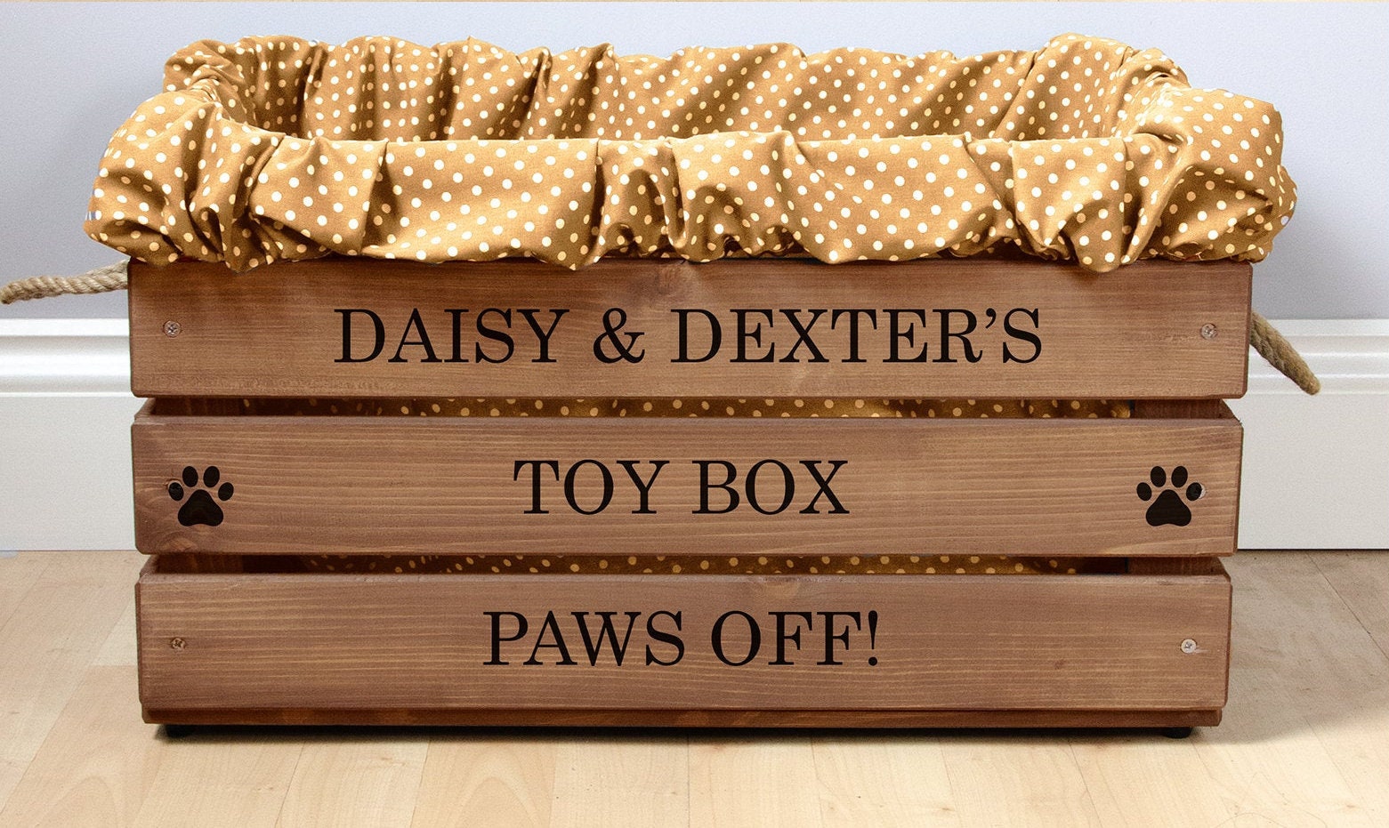 Large Personalised Toy treat box for your cat or dog in wood | Etsy