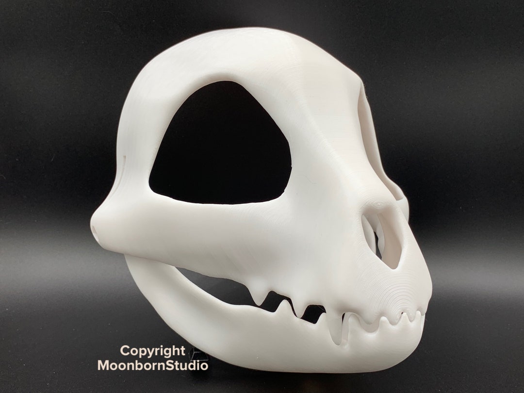 Toony Cat Feline Bone Skull Mask - Movable Moving Hinge Jaw- 3D Printed ...