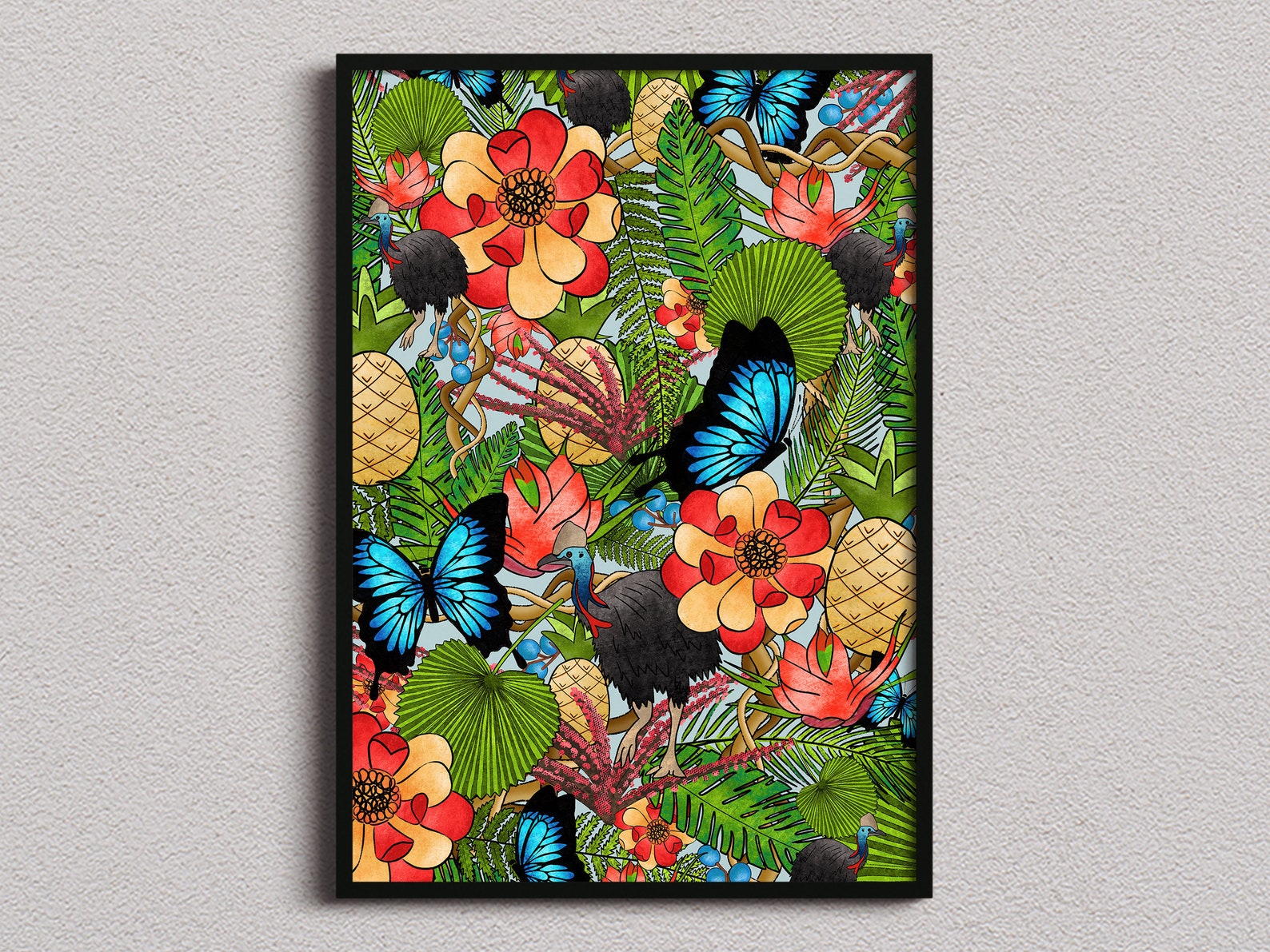 Daintree Rainforest Printable - Australian Wildlife Plant Collage Art ...