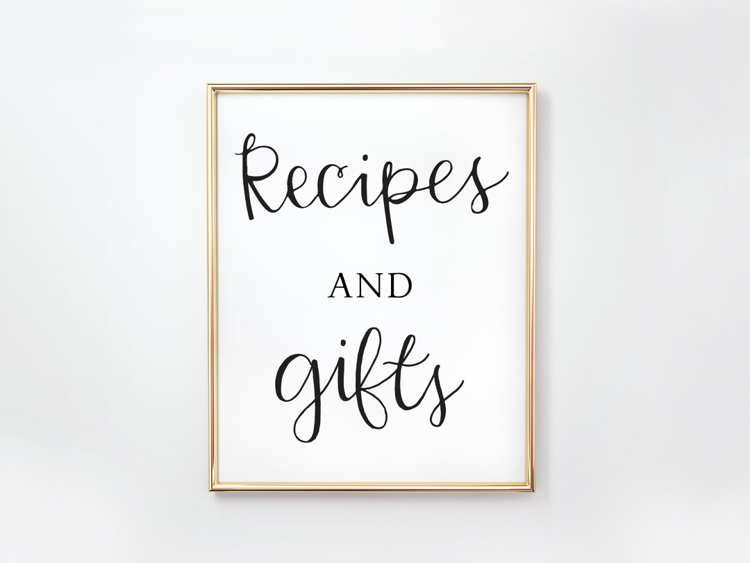 Recipes and Gifts Sign | Wedding Bridal Shower Decor Sign Printable ...