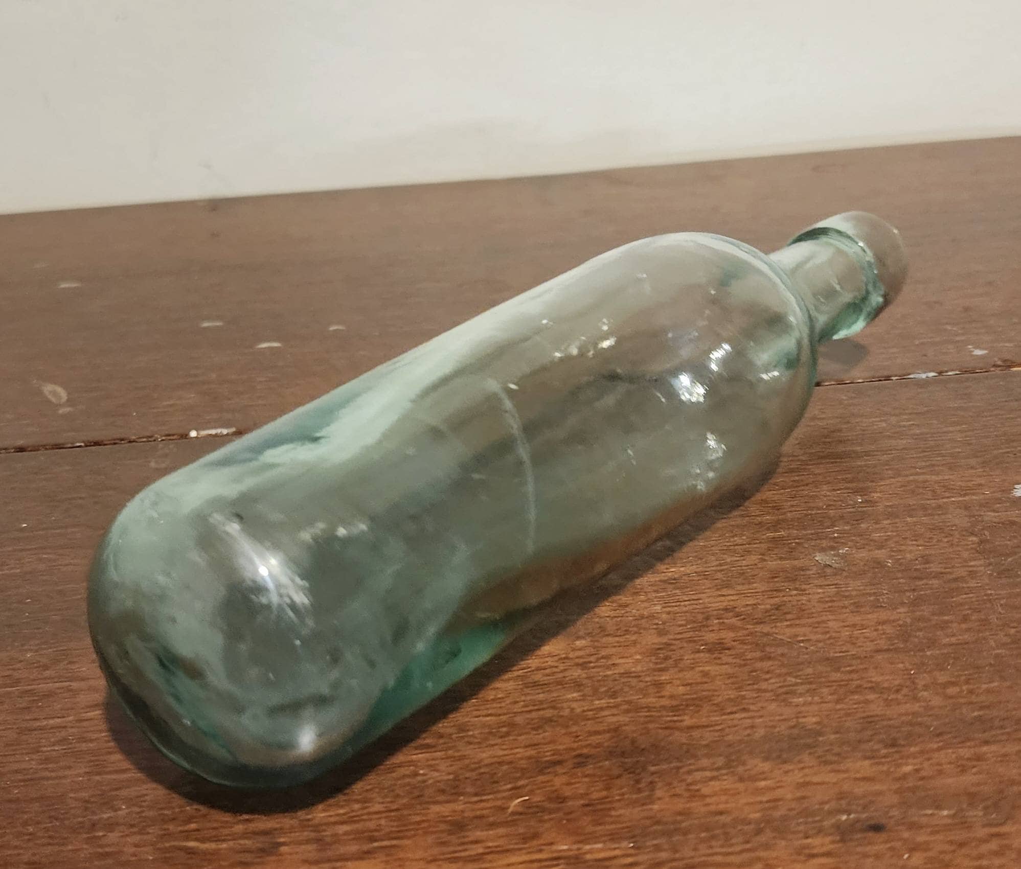 Vintage Hand Blown Blob Top Pontil Bottle Aqua / Light Green Bubbles ...