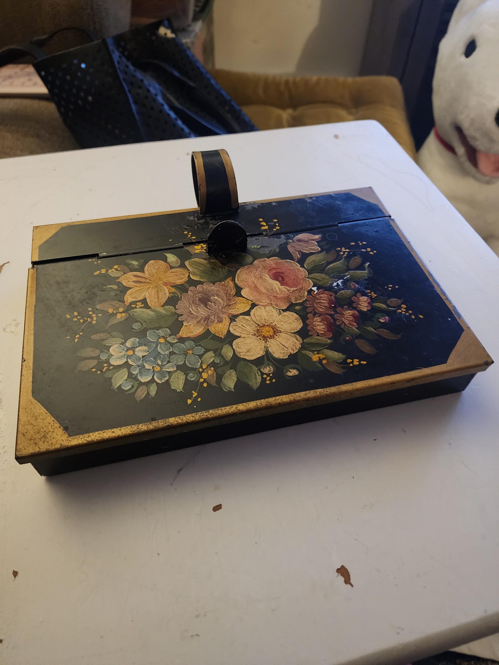 Vintage Tole Hand Painted Tin Silent Butler Crumb Catcher - Etsy