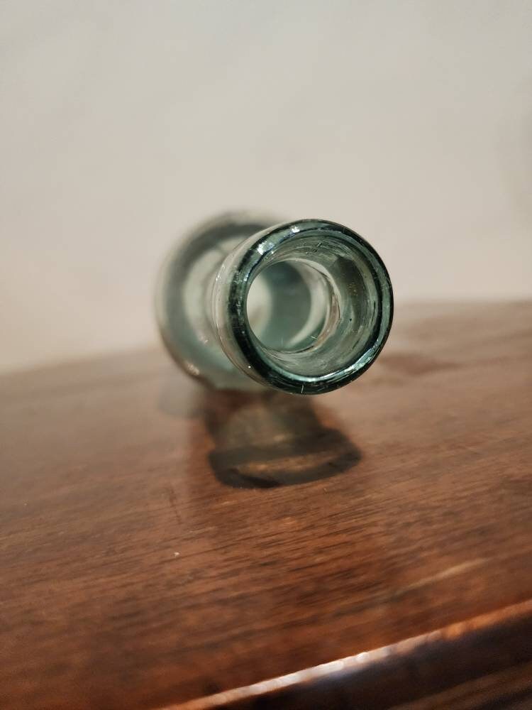 Vintage Hand Blown Blob Top Pontil Bottle Aqua / Light Green Bubbles ...
