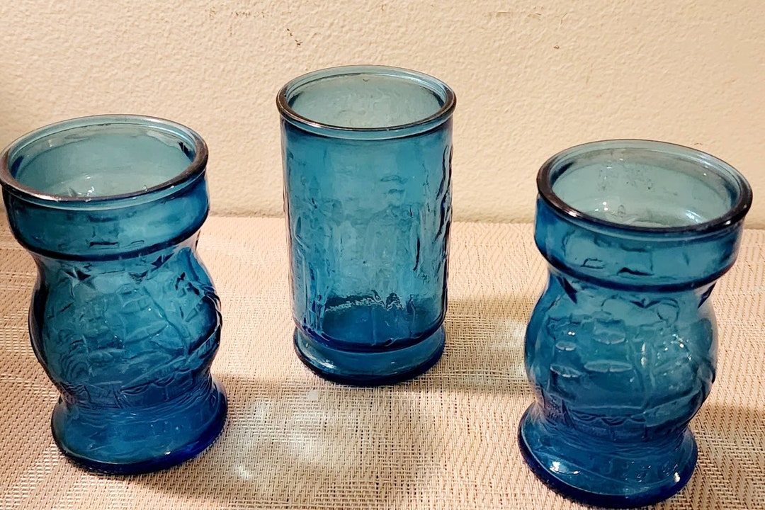 Vintage Wheaton Blue Glass Nautical Clipper Ship and Soldier Juice ...