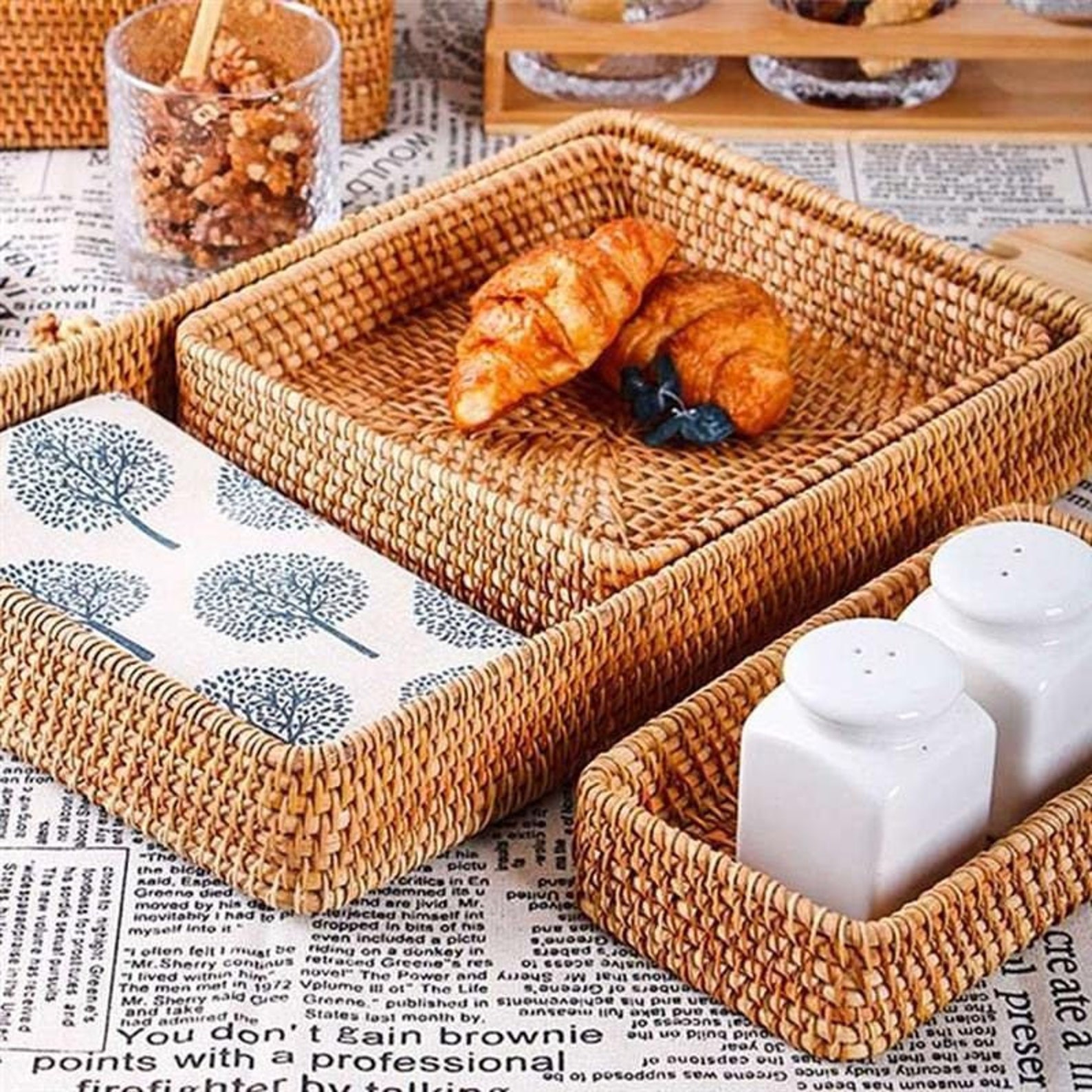 Food Storage Basket Fruits Storage Box Wicker Tray Rattan - Etsy