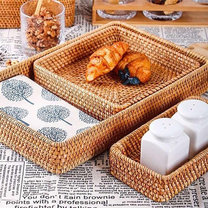 Food Storage Basket Fruits Storage Box Wicker Tray Rattan | Etsy