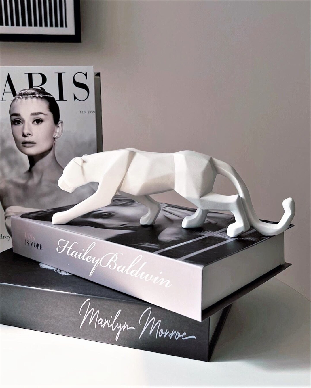Geometric Panther Statue Black Panther Sculpture Leopard - Etsy