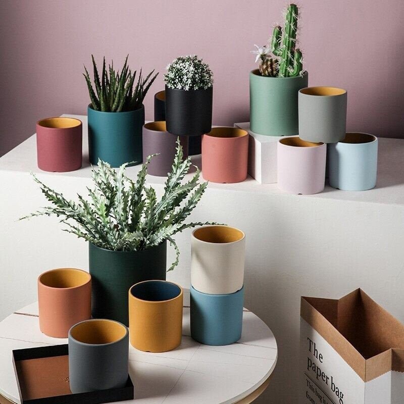 Yellow Ceramic Planter - Etsy