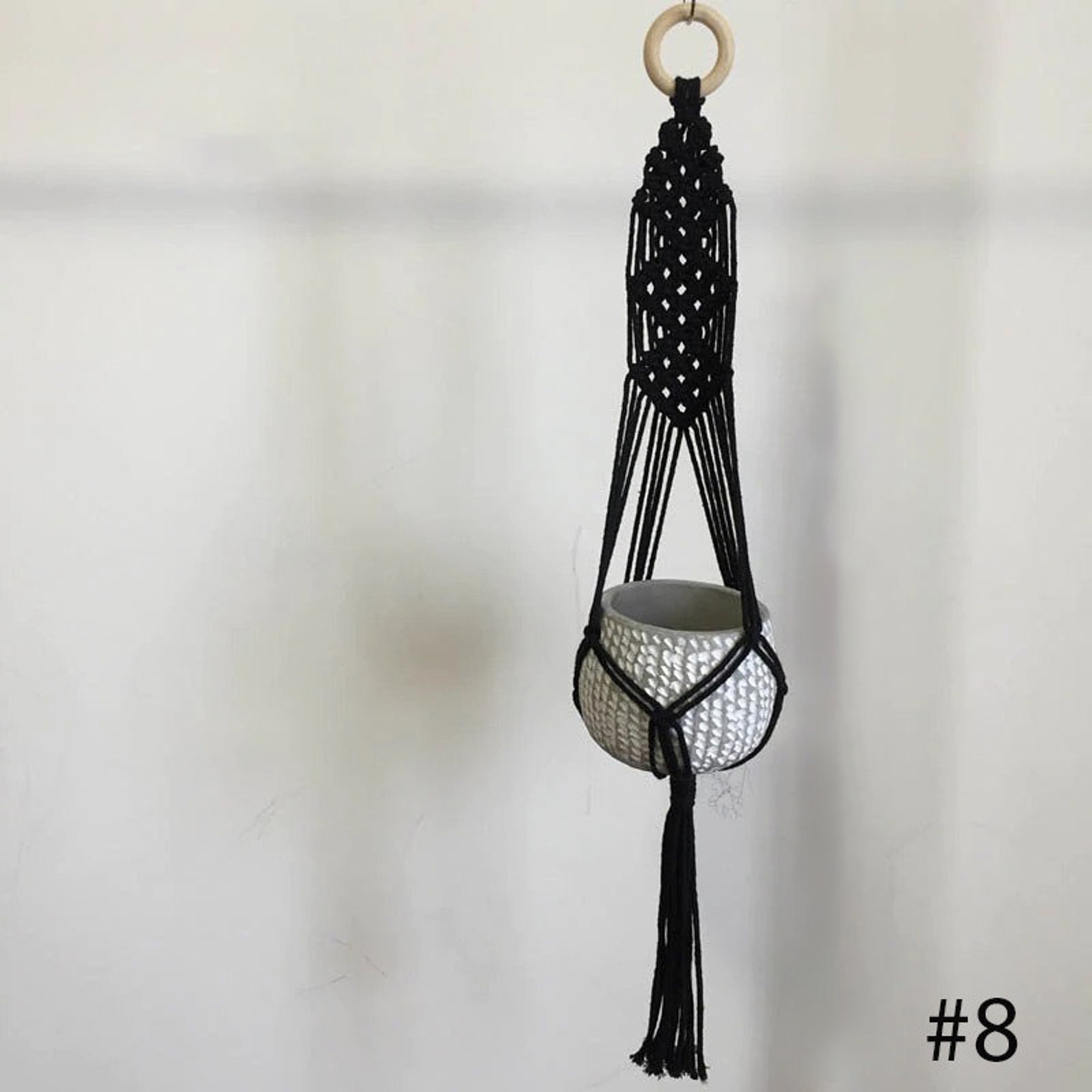 Black Macrame Plant Holder Hanging Planter Plant Hanger - Etsy