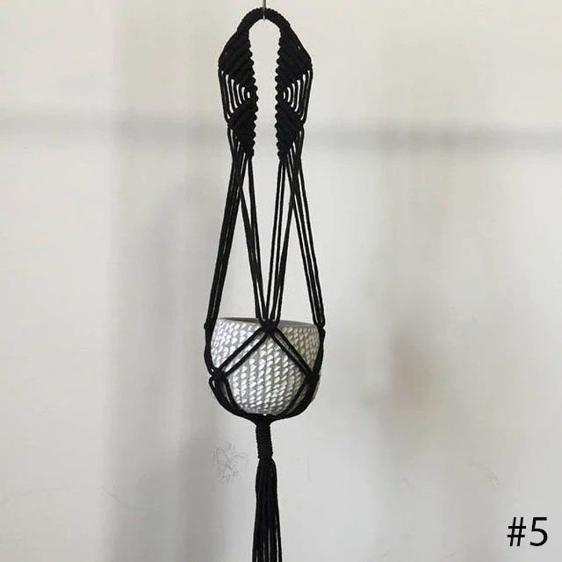 Black Macrame Plant Holder Hanging Planter Plant Hanger - Etsy