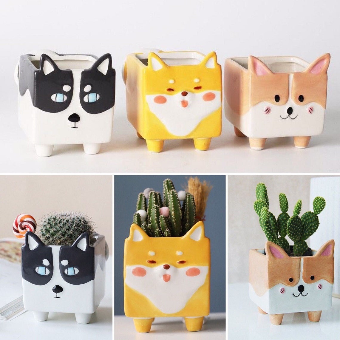 Welsh Corgi Planter Dog Planter Siberian Husky Planter - Etsy