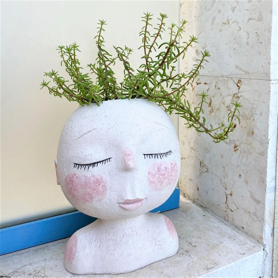 Girl Head Planter Face Planter Indoor Cache Pot De Fleur - Etsy UK