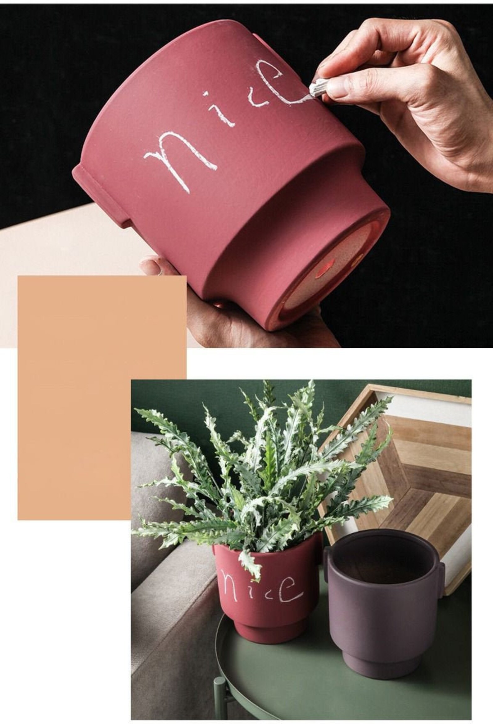 Draw It Yourself Minimalist Planter With a Tray Ceramic - Etsy