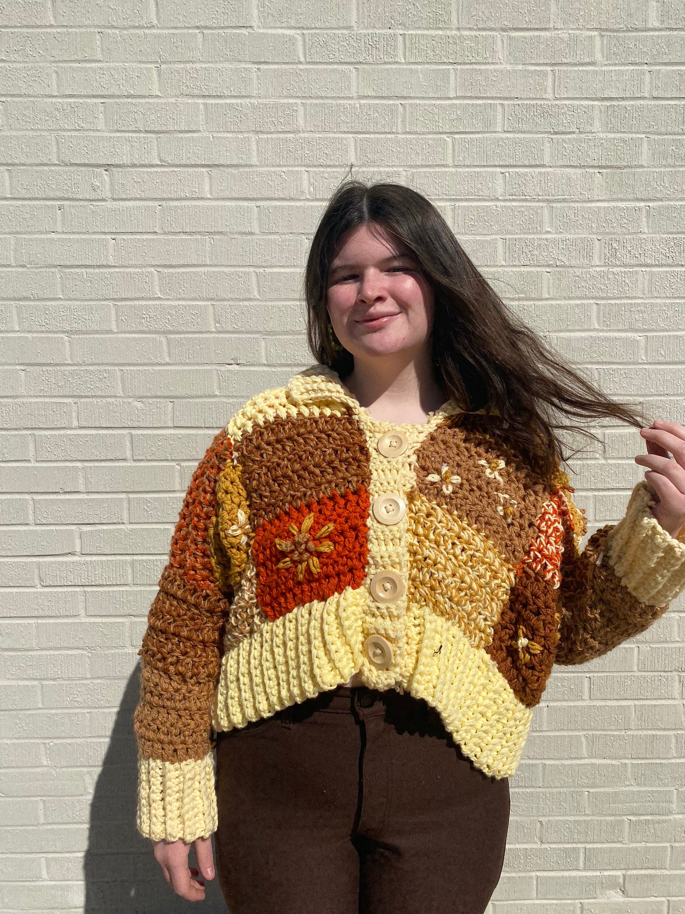 CROCHET Patchwork Cardigan With Embroidery- Beginner Crochet Pattern - Etsy