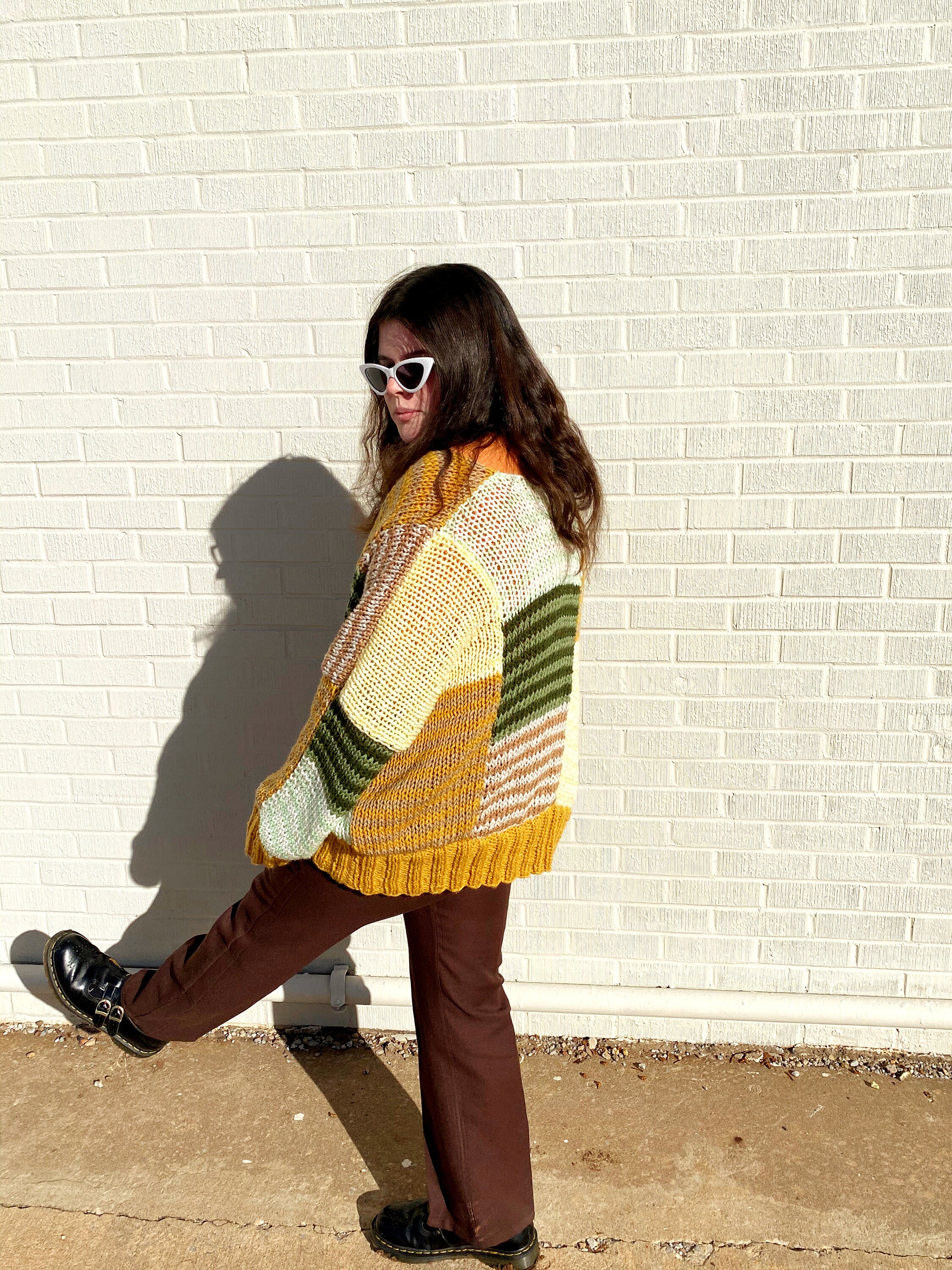 Striped Patchwork Cardigan Pattern Beginner Knitting Pattern - Etsy