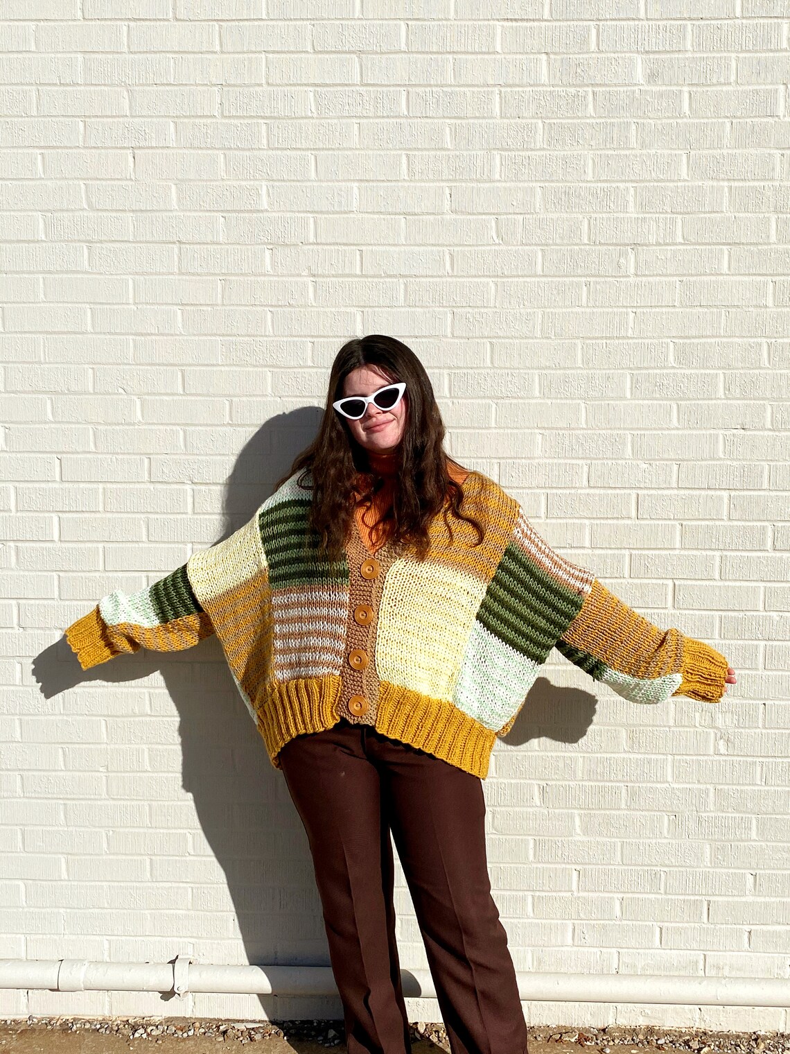 Striped Patchwork Cardigan Pattern Beginner Knitting Pattern | Etsy