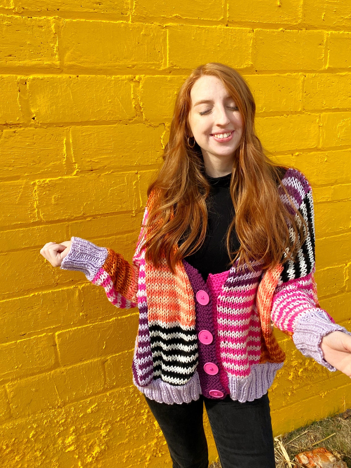 Striped Patchwork Cardigan Pattern Beginner Knitting Pattern | Etsy