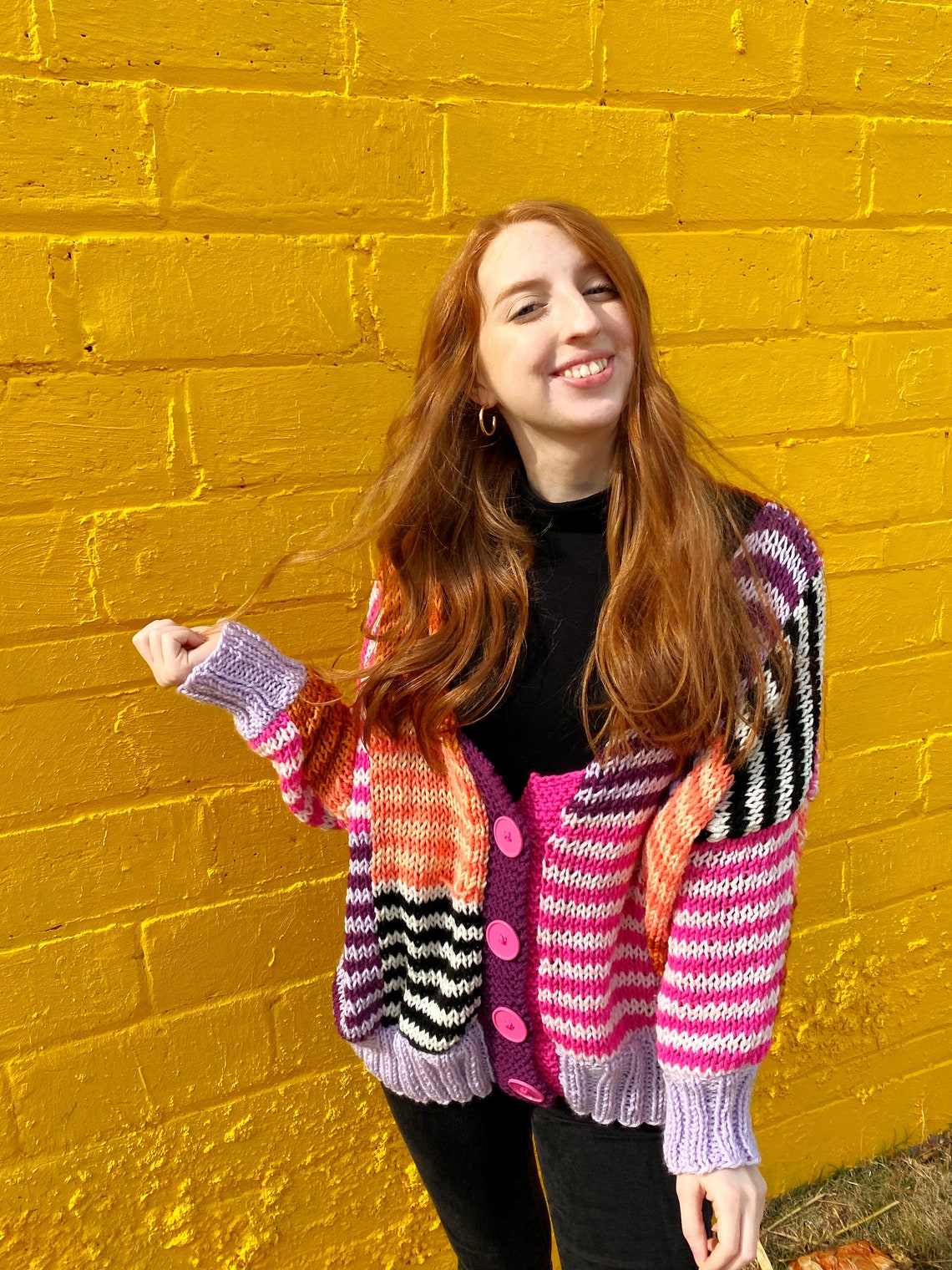 Striped Patchwork Cardigan Pattern Beginner Knitting Pattern | Etsy