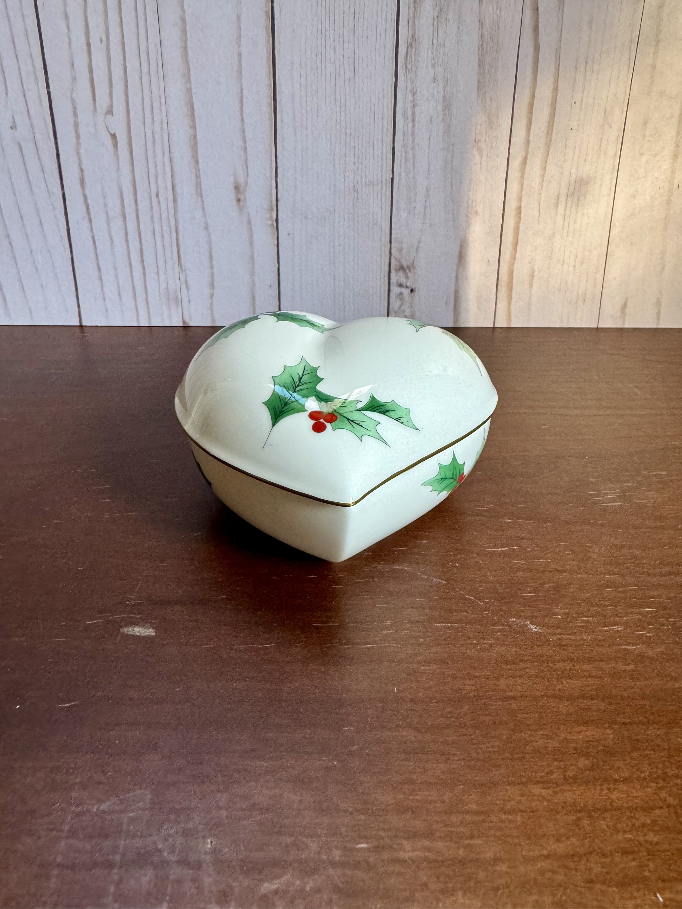 Heart Trinket Box, Holly Trinket Dish, Mikasa Trinket Dish, Christmas ...