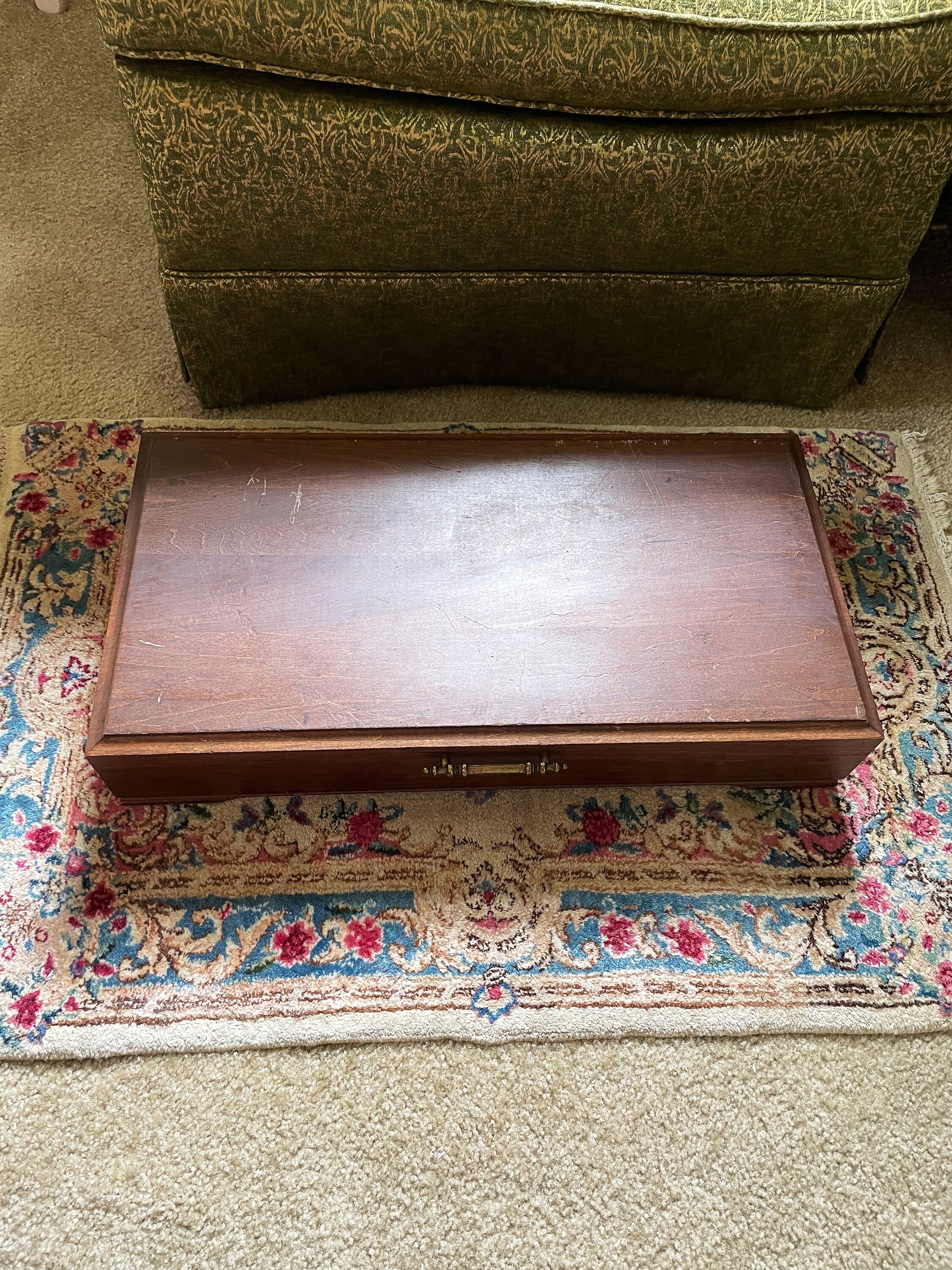 Vintage Flatware Storage Chest, Huge Silverware Lined Box With Handle ...
