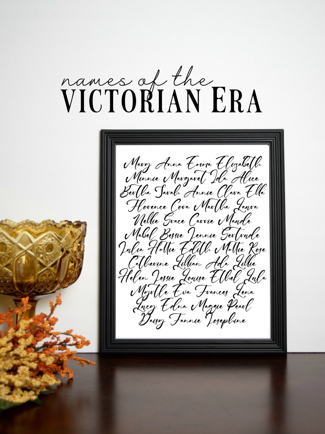 Girl Names of the Victorian Era Print Antique Name Decor - Etsy