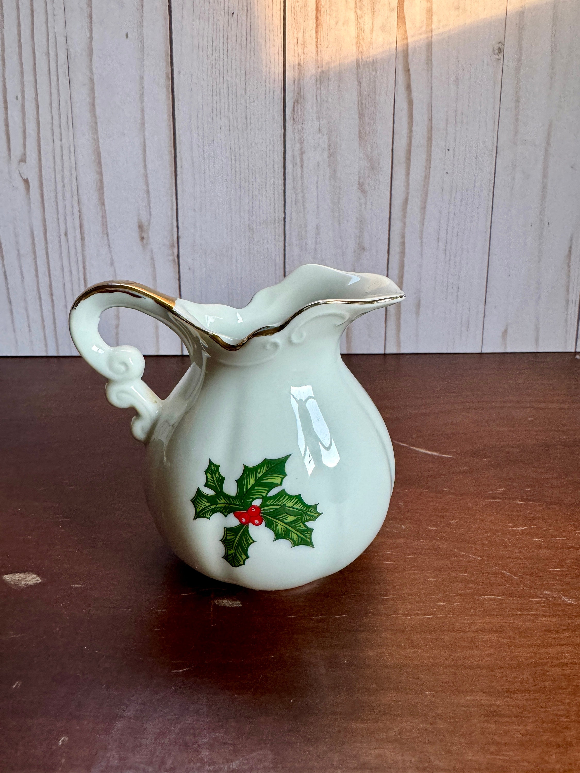 Vintage Lefton Pitcher, Red and White Christmas Decor, Cardinal ...